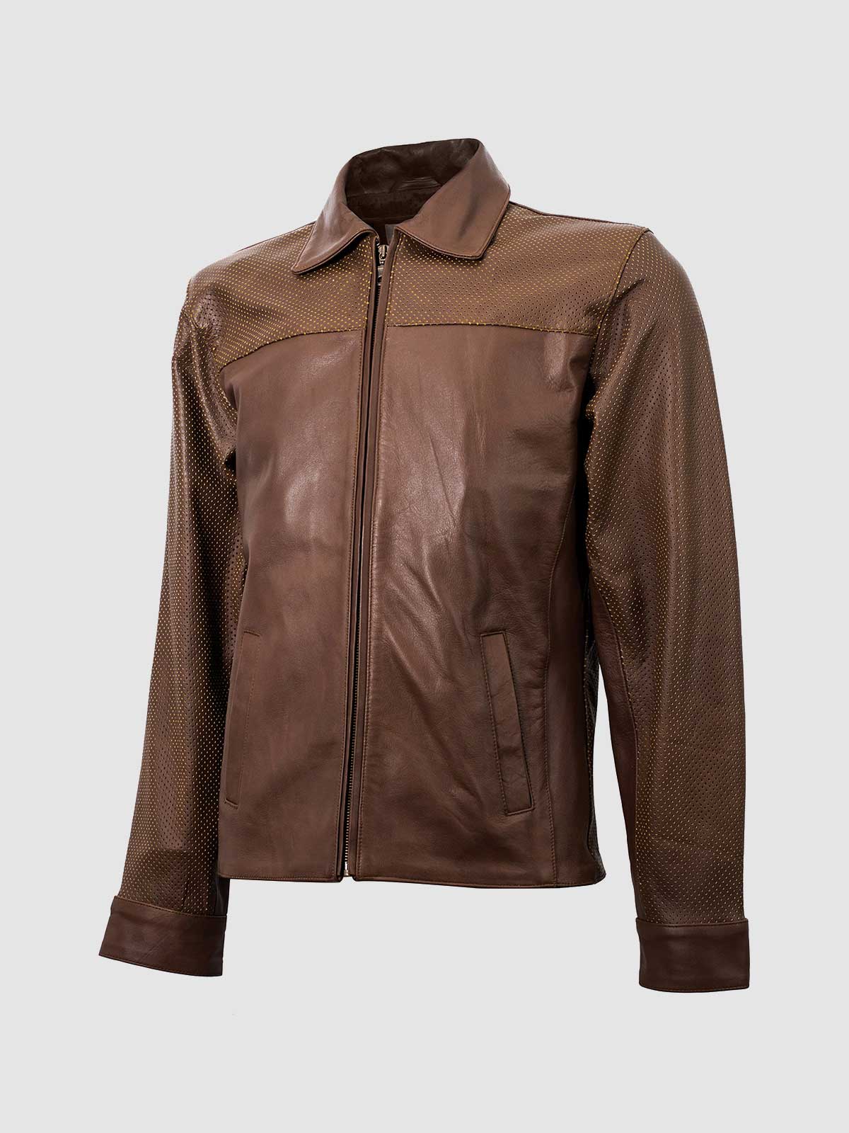 Men's Vintage Perforated Spring Leather Jacket | Leather Jacket Shop