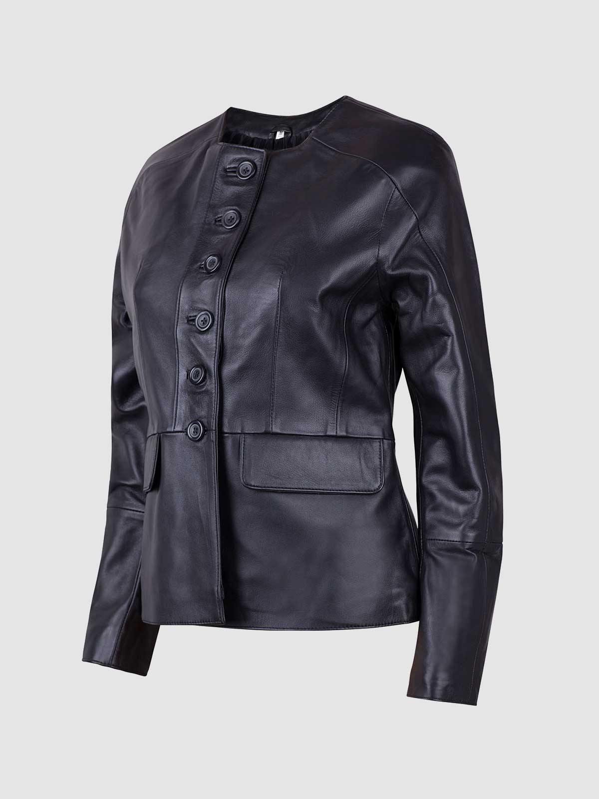 The Button Closure Leather Jacket - Size XS | Leather Jacket Shop
