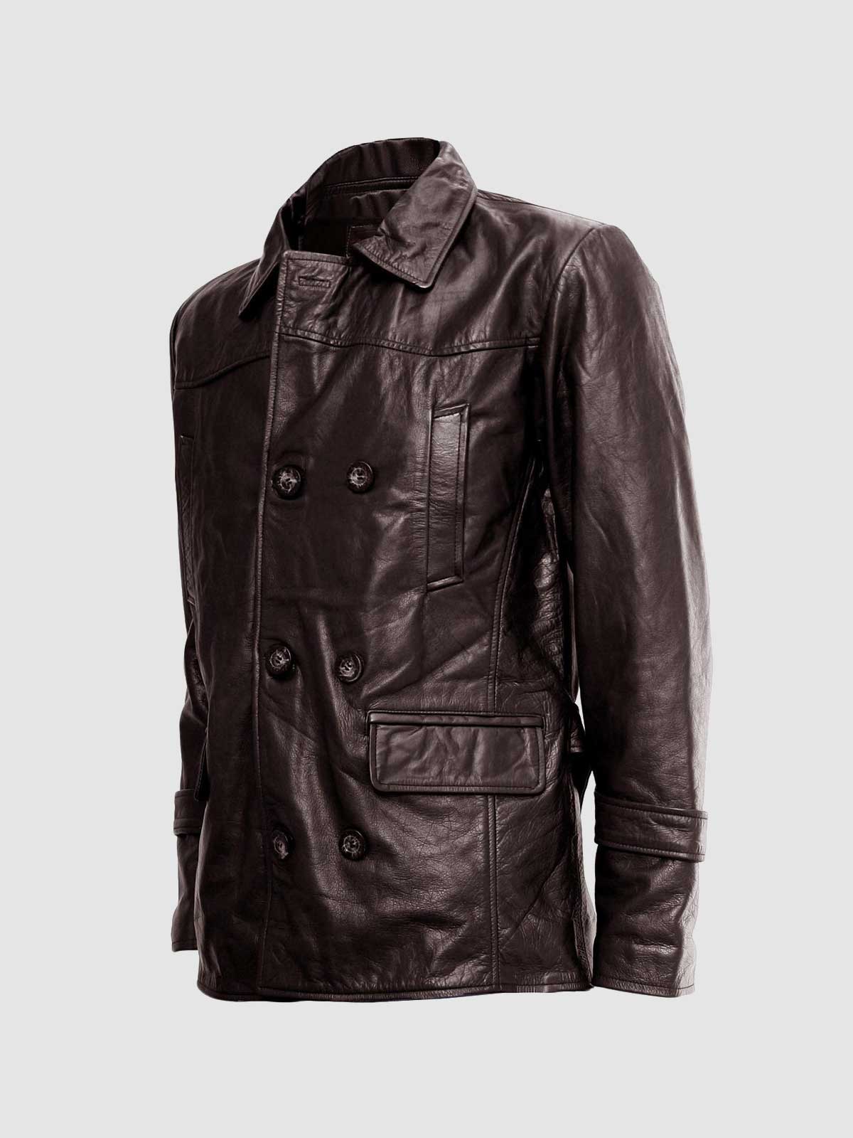 Men's Brown Leather Reefer Jacket | Leather Jacket Shop